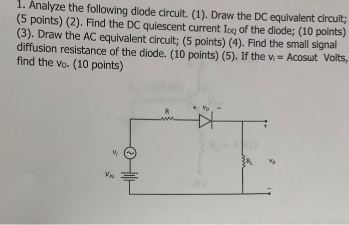 Solved 1. Analyze the following diode circuit. (1). Draw the | Chegg.com