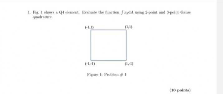 Solved 1. Fig. 1 shows a Q4 element. Evaluate the function | Chegg.com