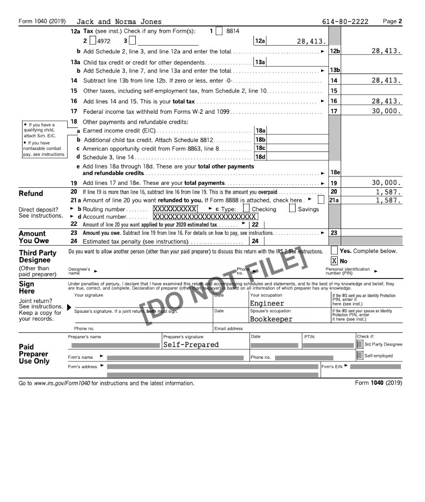 Based on the 2019 Form 1040 with supportive forms and | Chegg.com