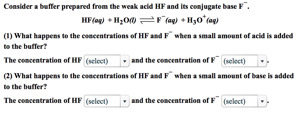 Solved Consider a buffer prepared from the weak acid HF and | Chegg.com