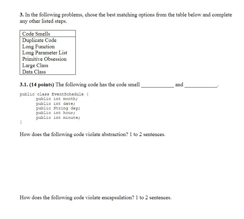 Solved 3. In the following problems, chose the best matching | Chegg.com