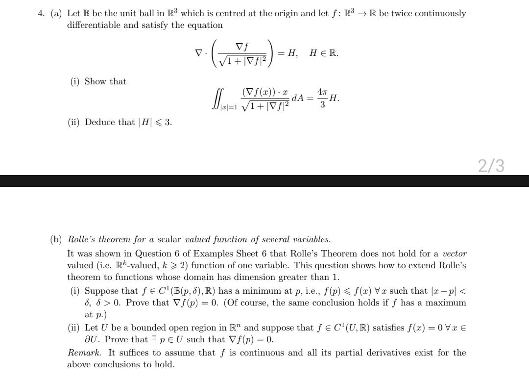 Solved (a) Let B be the unit ball in R3 which is centred at | Chegg.com