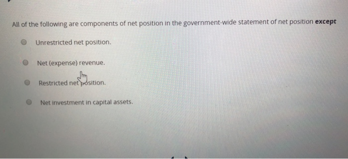 Solved All of the following are components of net position | Chegg.com