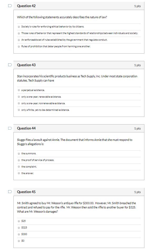 Solved D Question 42 1 pts Which of the following statements | Chegg.com
