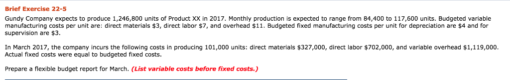 Solved Brief Exercise 22-5 Gundy Company expects to produce | Chegg.com