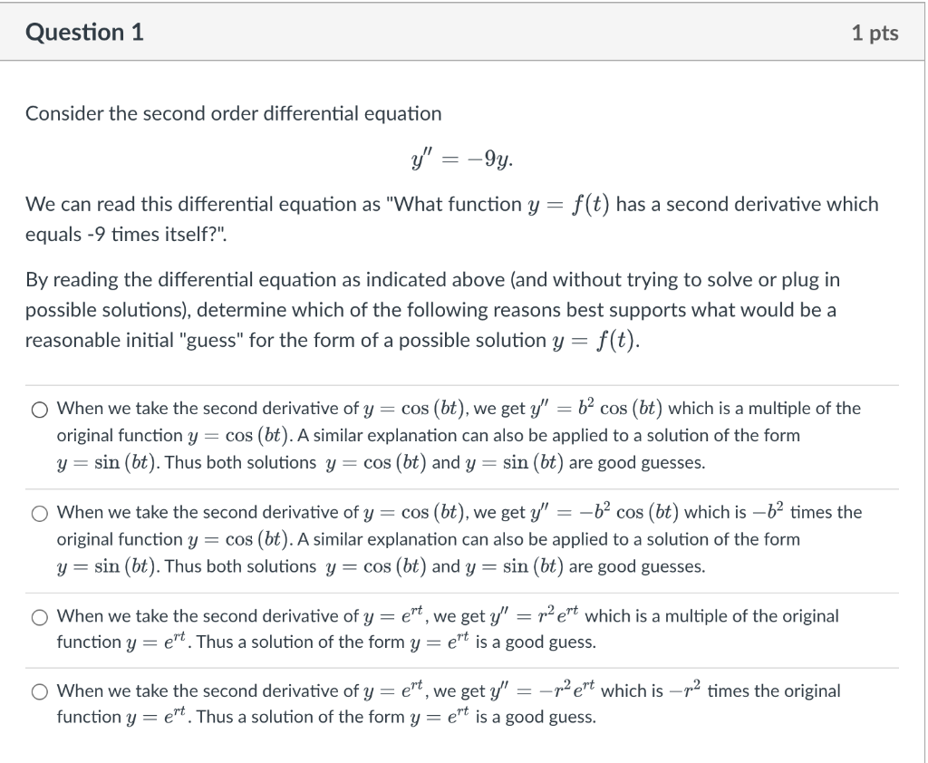 Solved Consider the second order differential equation | Chegg.com