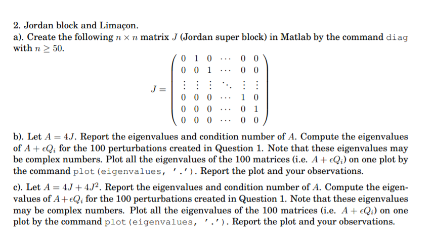 2. Jordan block and Limaçon. a). Create the following | Chegg.com