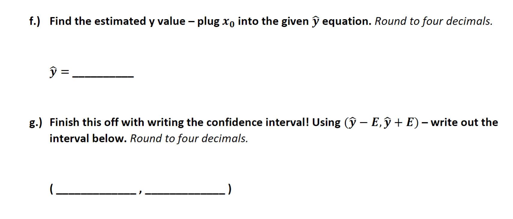 Solved Linear Regression Prediction Interval Worksheet Show | Chegg.com