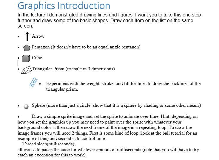 Solved Graphics Introduction In the lecture I demonstrated | Chegg.com