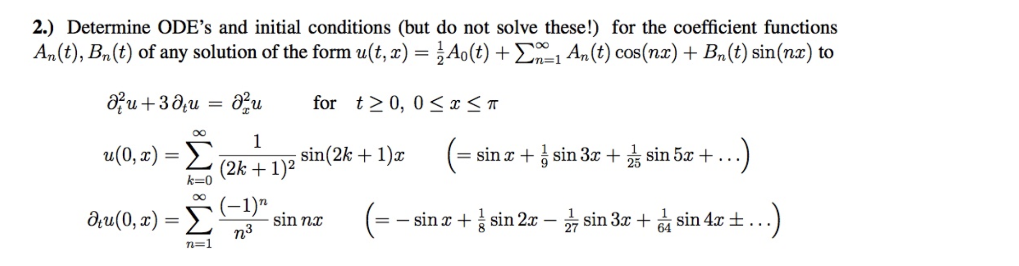 Solved 2.) Determine ODE's and initial conditions (but do | Chegg.com