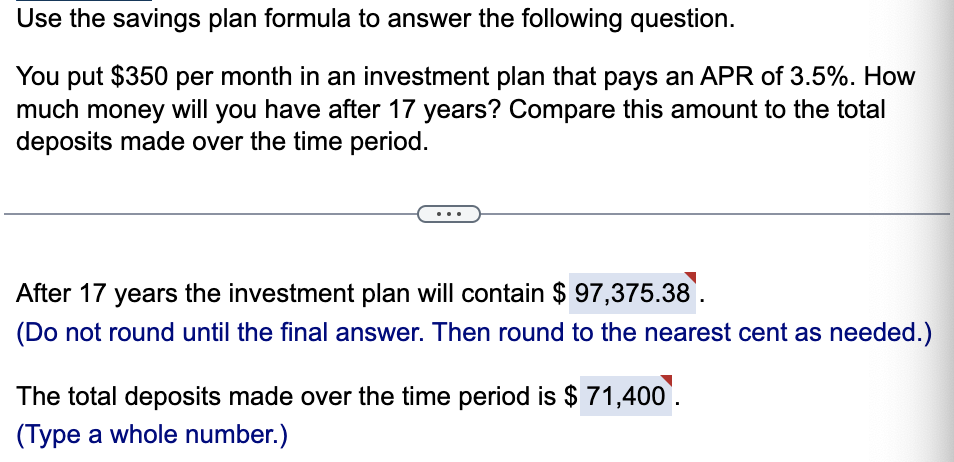 Use the savings plan formula to answer the following | Chegg.com