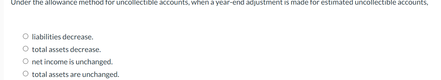 Solved Under the allowance method tor uncollectible | Chegg.com