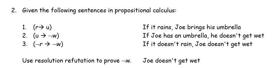 Solved 2. Given the following sentences in propositional | Chegg.com