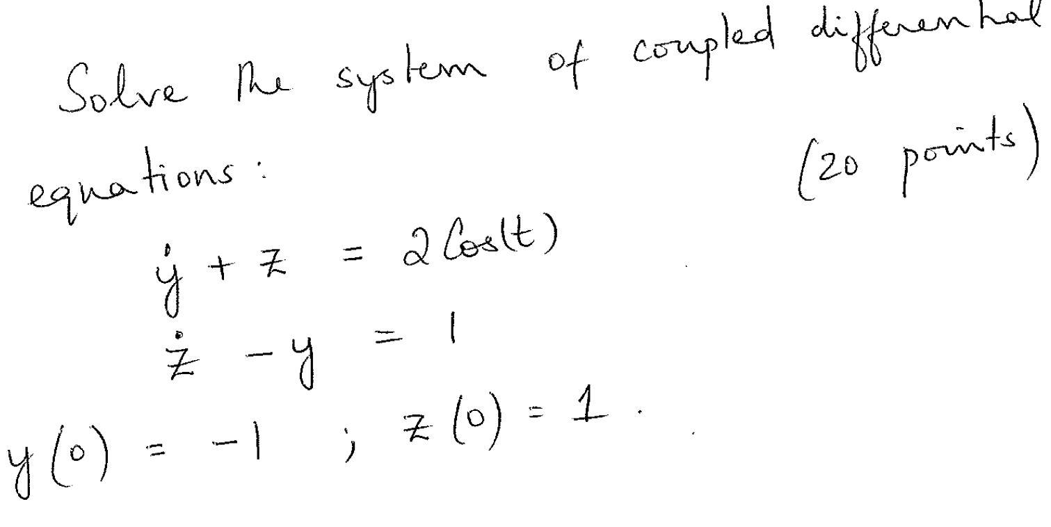 Solved Solve the system of coupled different equations (20 | Chegg.com