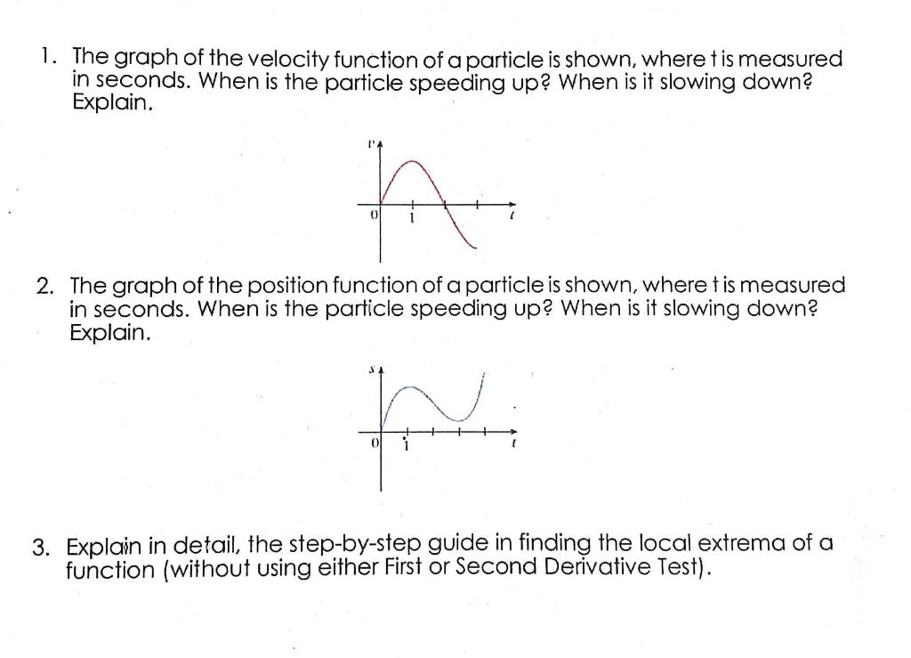 Solved 1. The graph of the velocity function of a particle | Chegg.com