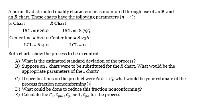 Solved A normally distributed quality characteristic is | Chegg.com