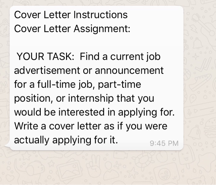 Cover Letter Instructions Cover Letter Assignment: | Chegg.com