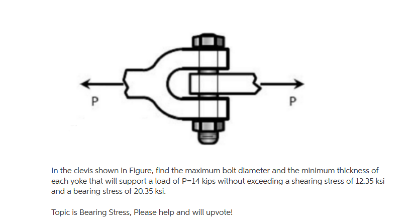 Solved P P In the clevis shown in Figure, find the maximum | Chegg.com
