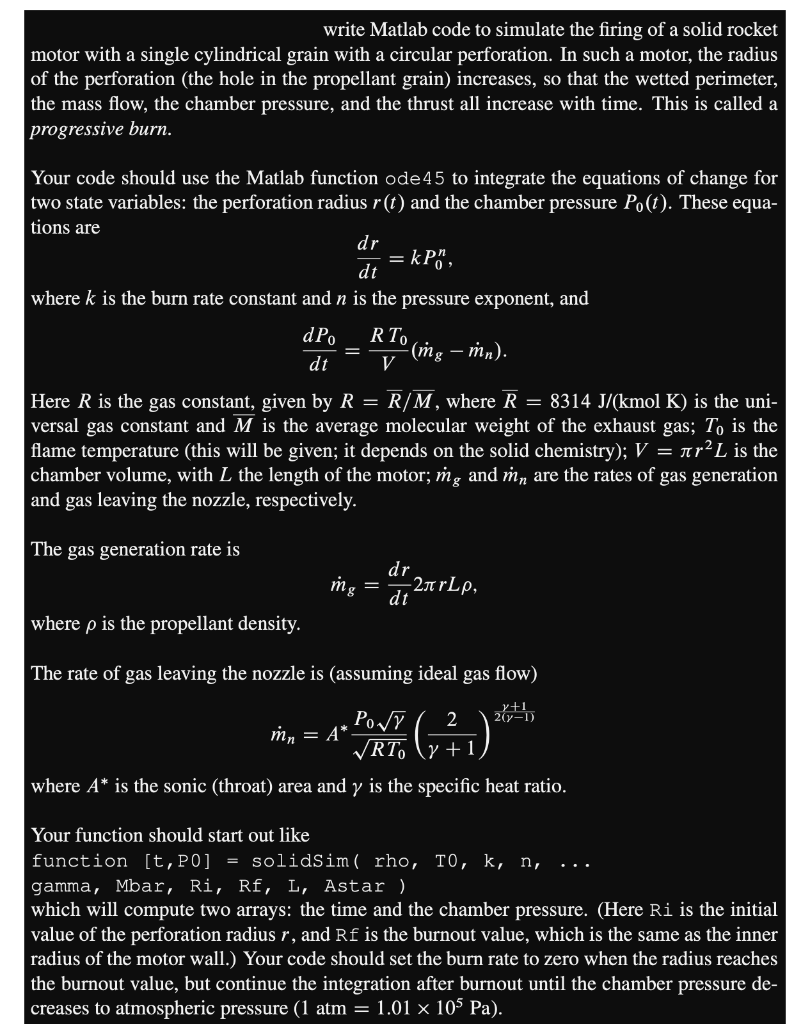 Solved write Matlab code to simulate the firing of a solid | Chegg.com