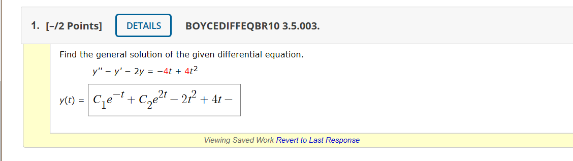 Solved 1. [-12 Points] DETAILS BOYCEDIFFEQBR10 3.5.003. Find | Chegg.com