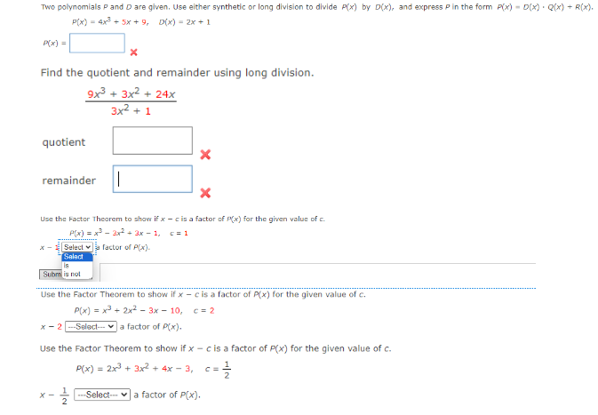 Solved Two polynomials P ﻿and D ﻿are given, Use either | Chegg.com