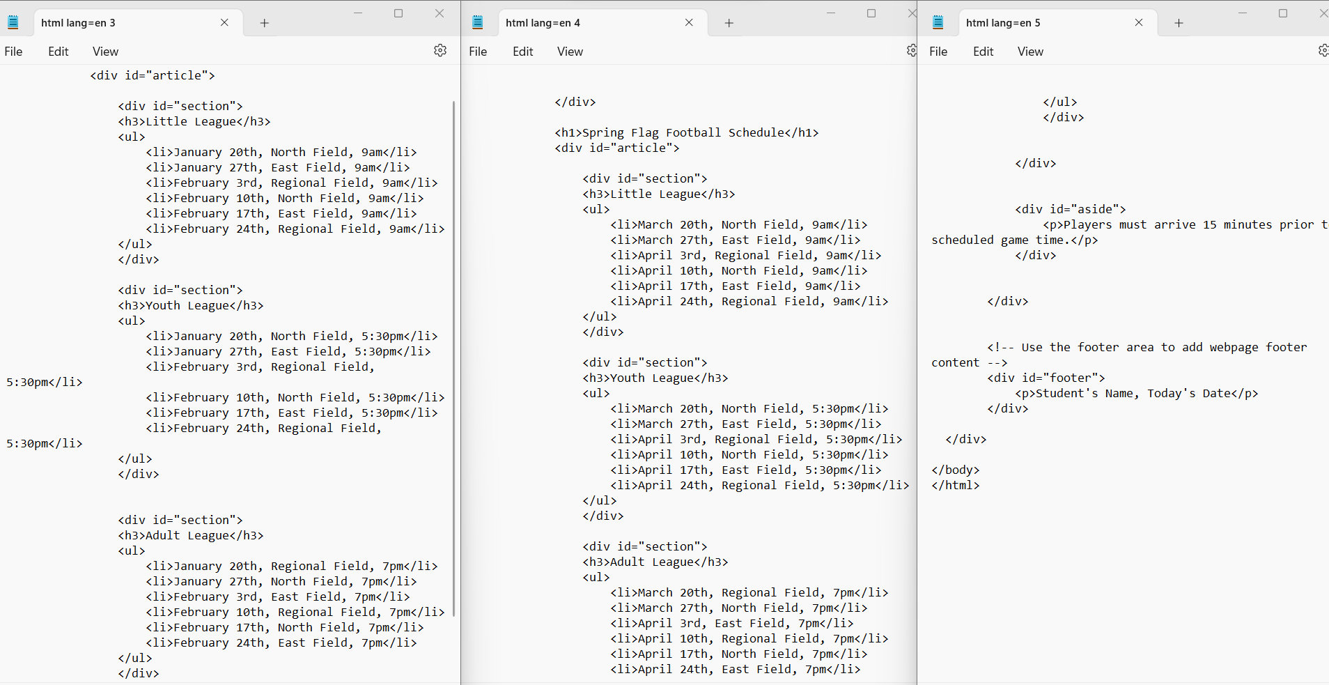 In the index.html file, review the current div | Chegg.com