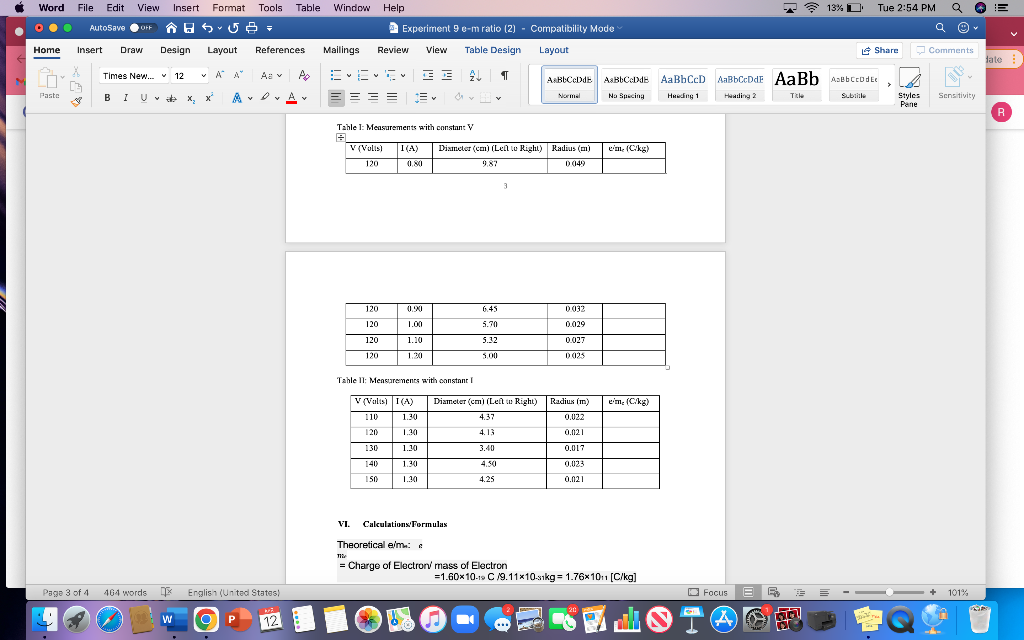 Find the e/me values in table I and table II, with | Chegg.com