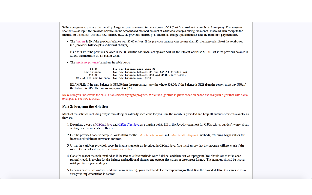 Write a program to prepare the monthly charge account | Chegg.com