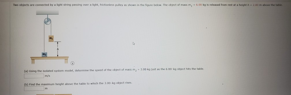 Solved Two objects are connected by a light string passing | Chegg.com