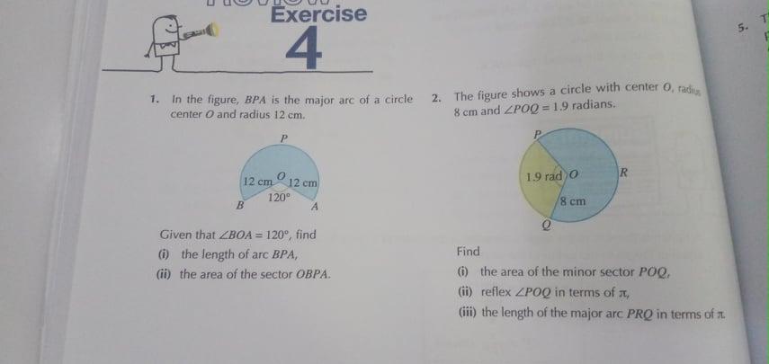 Solved Exercise 4 1. In the figure, BPA is the major arc of | Chegg.com
