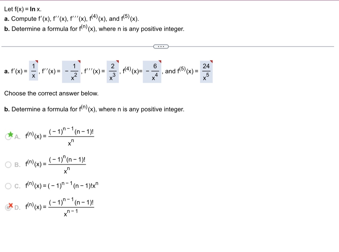 Solved Let f(x)=lnx. a. Compute | Chegg.com