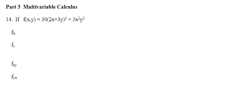 Solved Part 3 Multivariable Calculus 14. If | Chegg.com