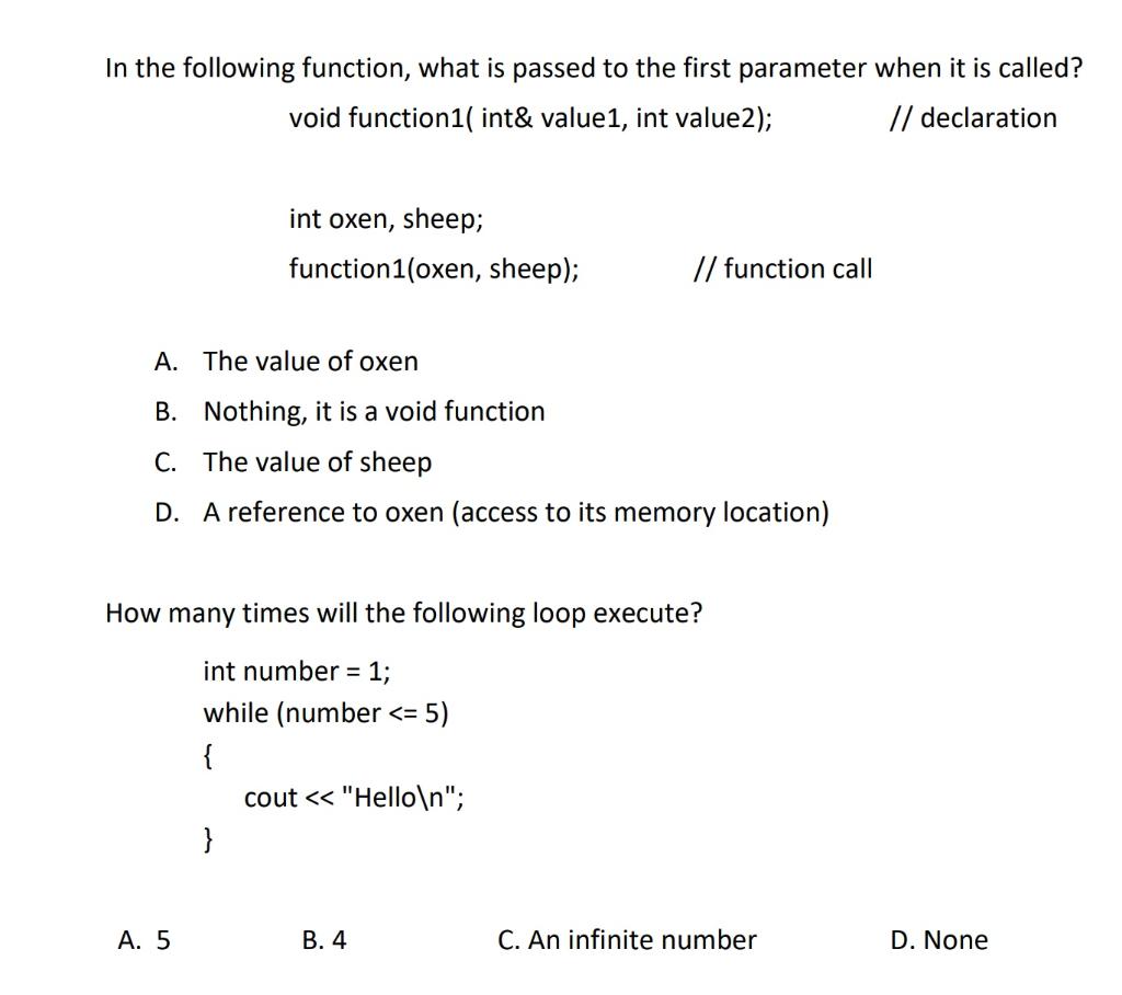 Solved In the following function, what is passed to the | Chegg.com