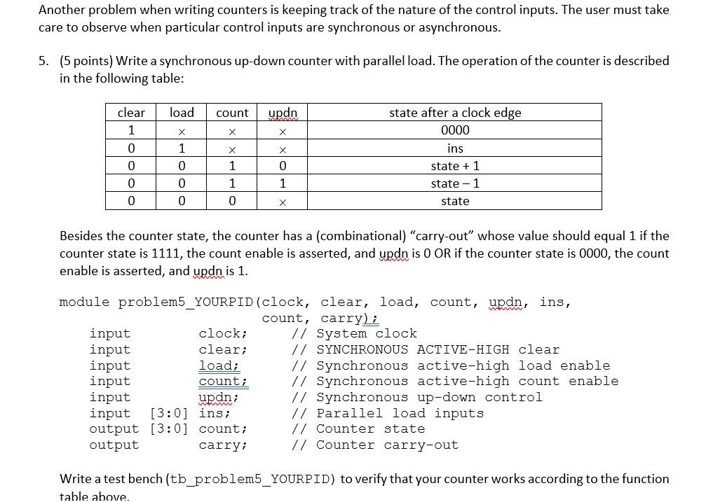Solved Another problem when writing counters is keeping | Chegg.com