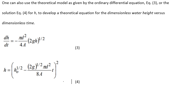 Solved One can also use the theoretical model as given by | Chegg.com