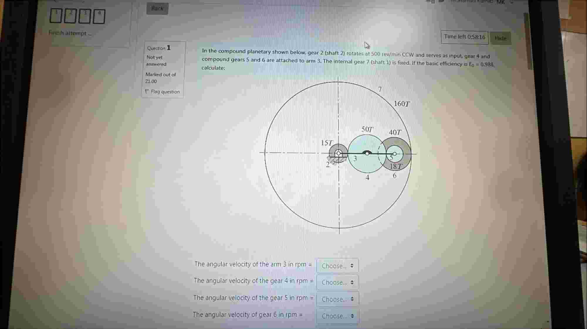 Solved In ﻿the compound planetary shown below, gear | Chegg.com