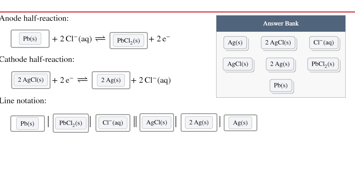 Anode half-reaction: +2Cl-(aq)⇌ +2e-Cathode | Chegg.com