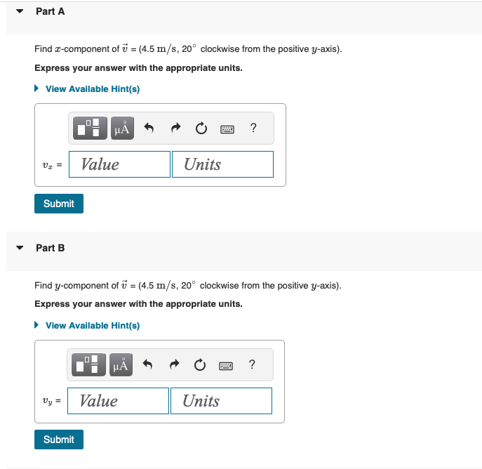 Solved Part AFind x-component of ﻿clockwise from the | Chegg.com