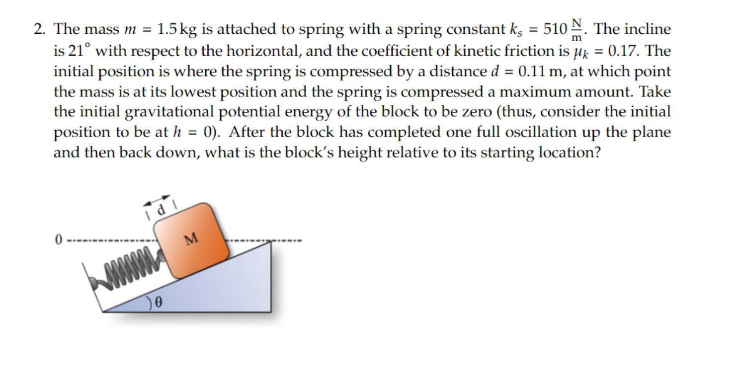 Solved 2. The mass m=1.5 kg is attached to spring with a | Chegg.com