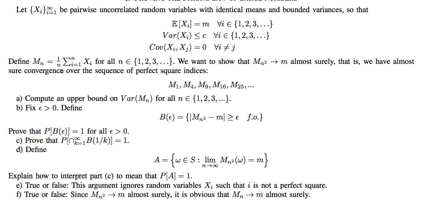 n п i=1 Let {X;}=1 be pairwise uncorrelated random | Chegg.com