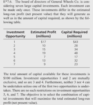 Solved Mathematically formulate an algebraic model for the | Chegg.com