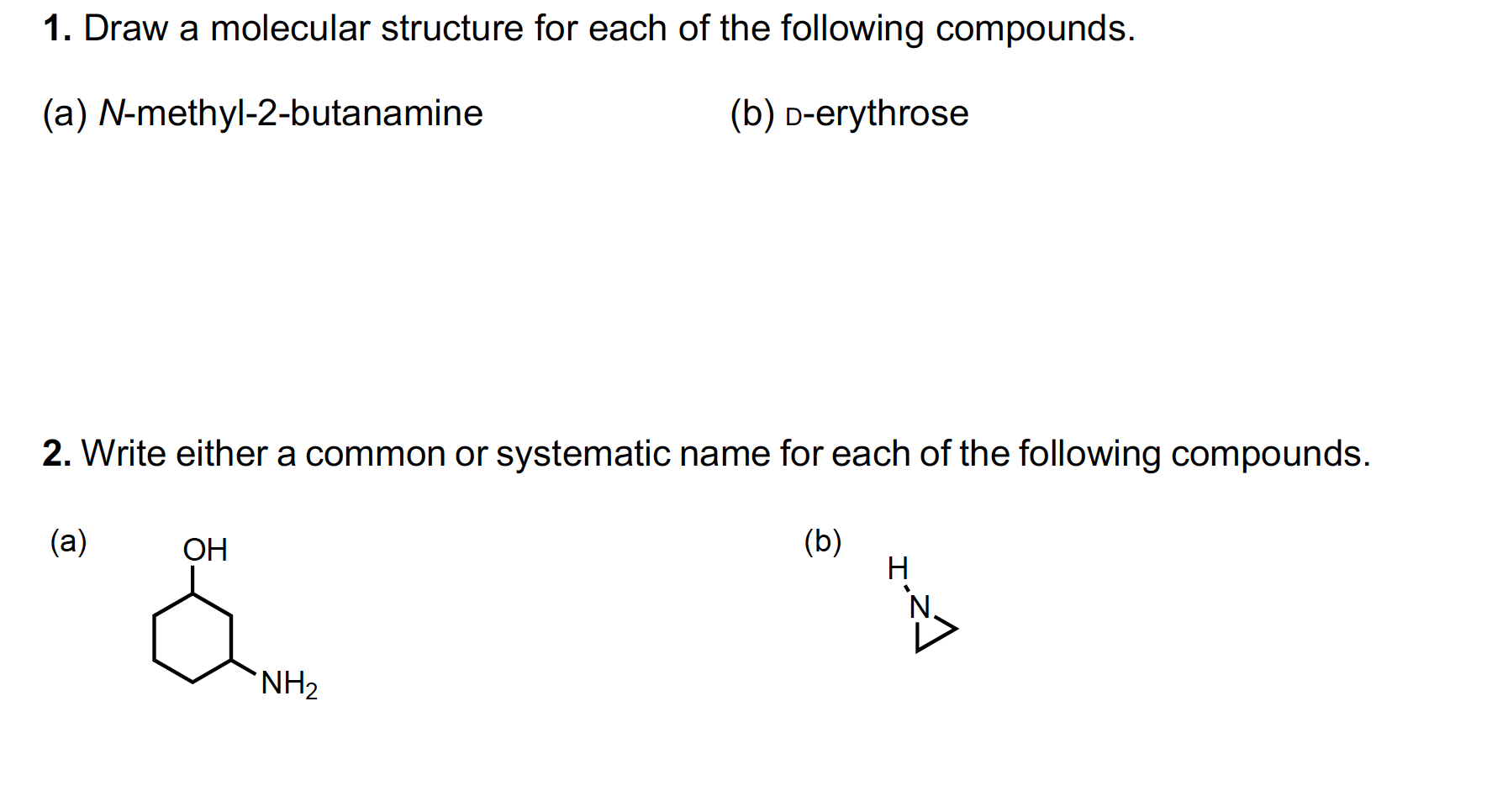 Solved 1. Draw a molecular structure for each of the | Chegg.com
