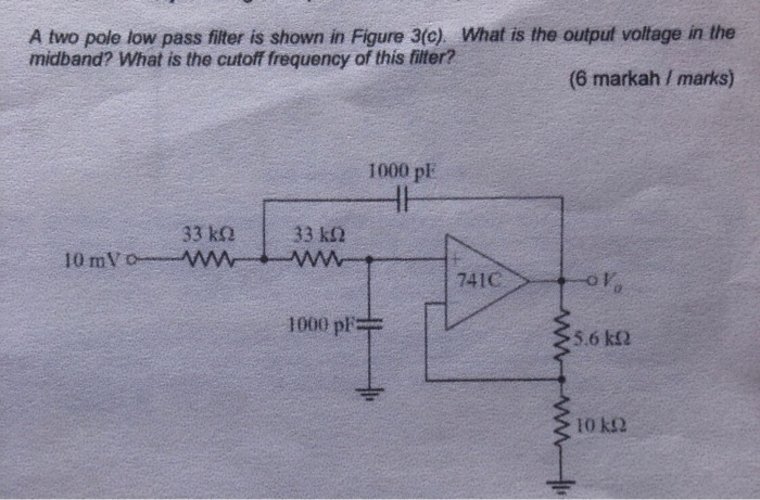 Solved A two pole low pass filter is shown in Figure 3(c). | Chegg.com