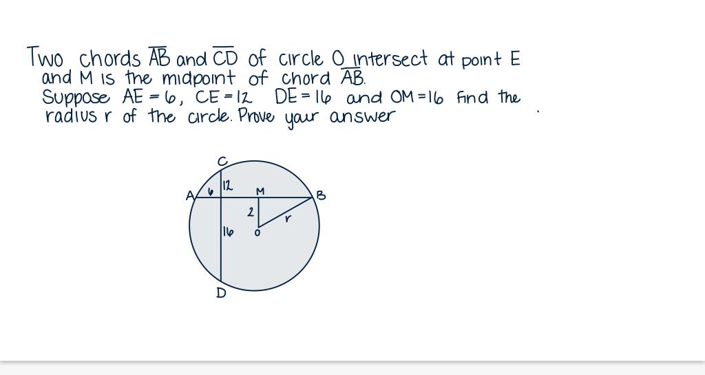 Solved Two chords AB and CD of circle o intersect at point E | Chegg.com
