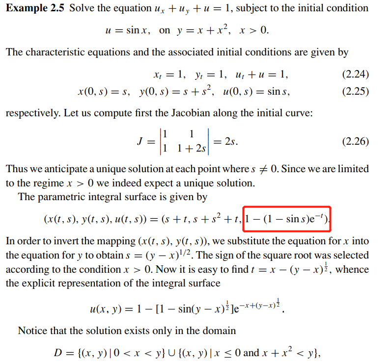Solved Example 2.5 Solve the equation ux +uy +u = 1, subject | Chegg.com