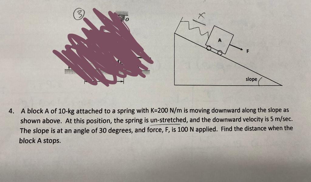 Solved A block A of 10-kg attached to a spring with K=200 | Chegg.com