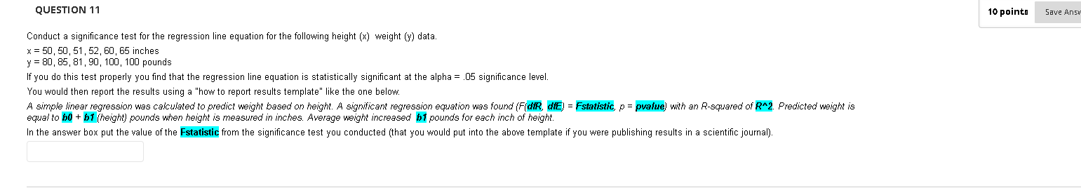 Solved Conduct a significance test for the regression line | Chegg.com