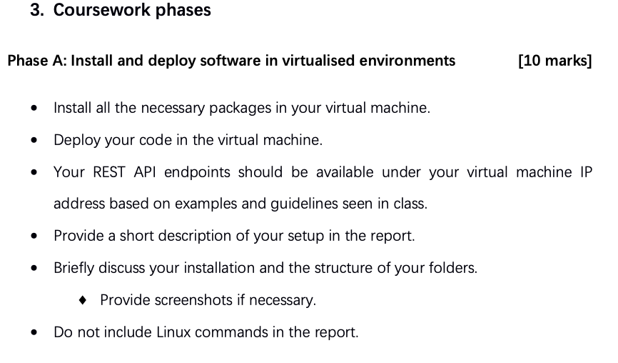 Solved 3. Coursework phases Phase A: Install and deploy | Chegg.com