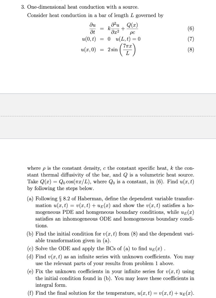 Solved 3. One-dimensional heat conduction with a source. | Chegg.com