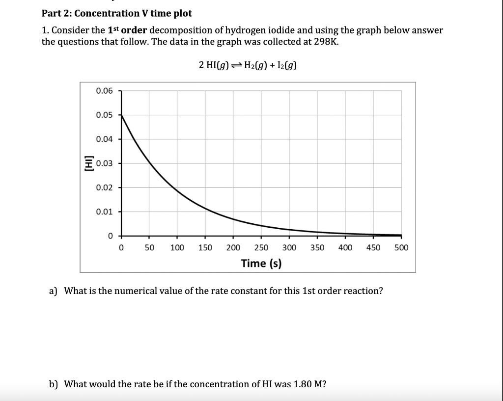 Solved Part 2: Concentration V time plot 1. Consider the 1st | Chegg.com